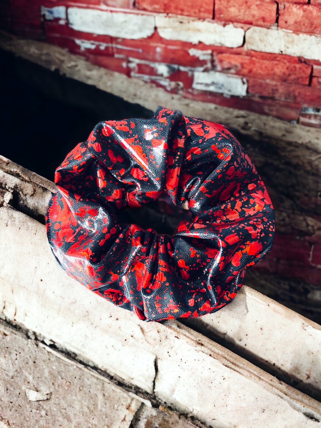 Holographic Blood Splattered Large Scrunchie Halloween Spooky Fall Hair ...