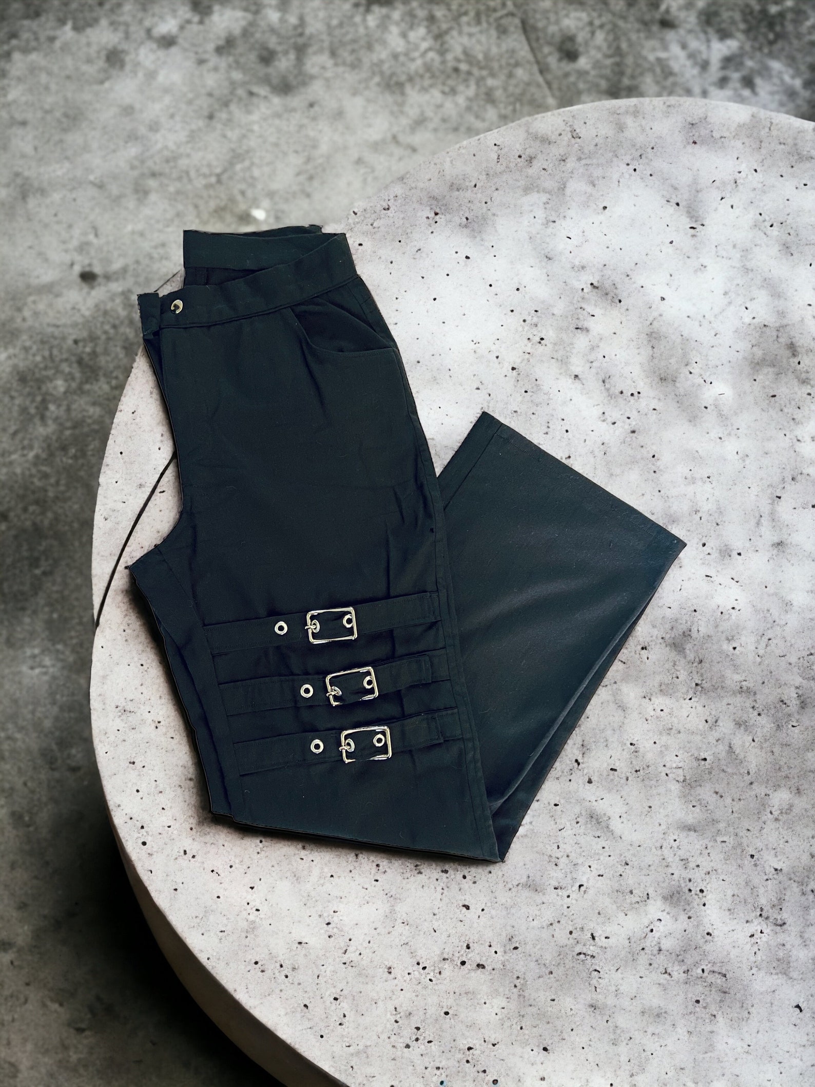 Metal Minx Street Wide Leg Buckle Pants Size 28 Goth Metal Punk Rocker ...