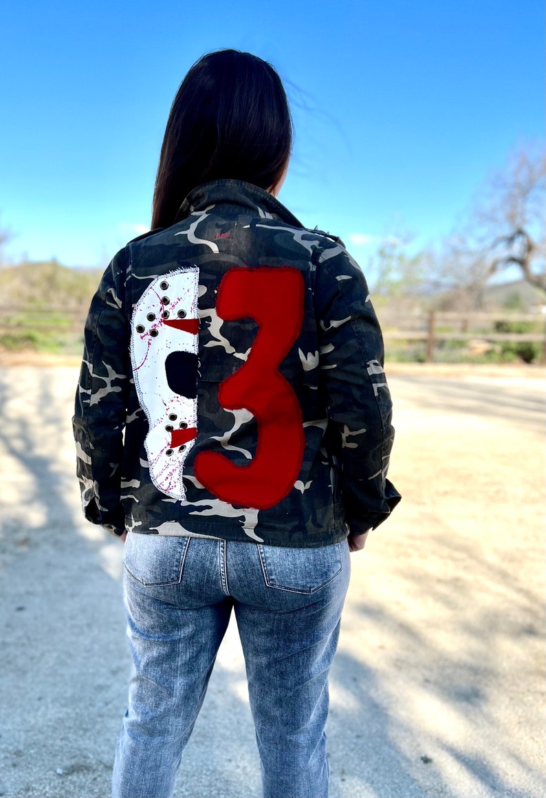 Jason Voorhees Friday the 13th Jacket Upcycled Handmade Punk Goth Heavy ...