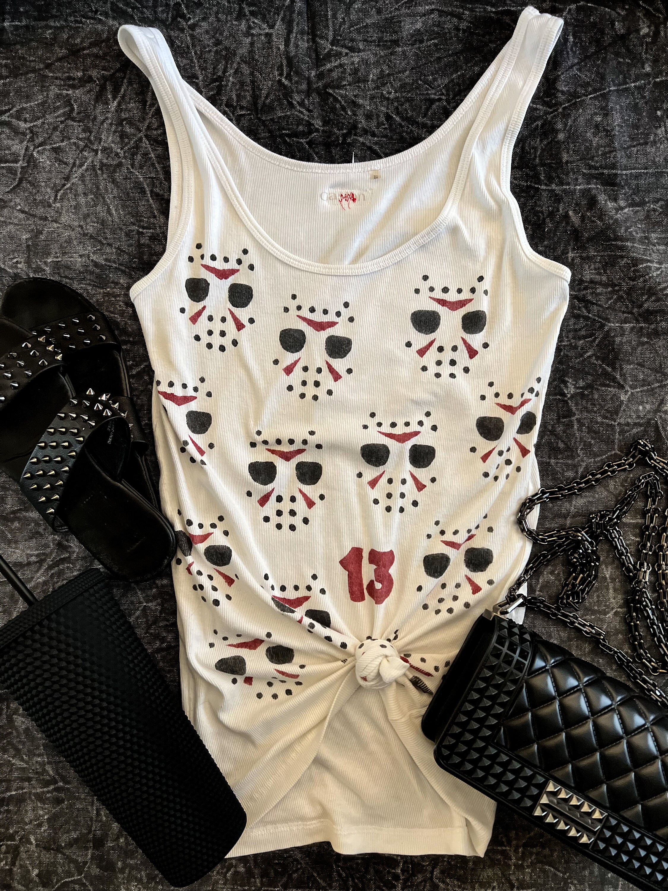 Hand-painted Jason Voorhees Tank Top, Halloween Spooky Clothing - Etsy
