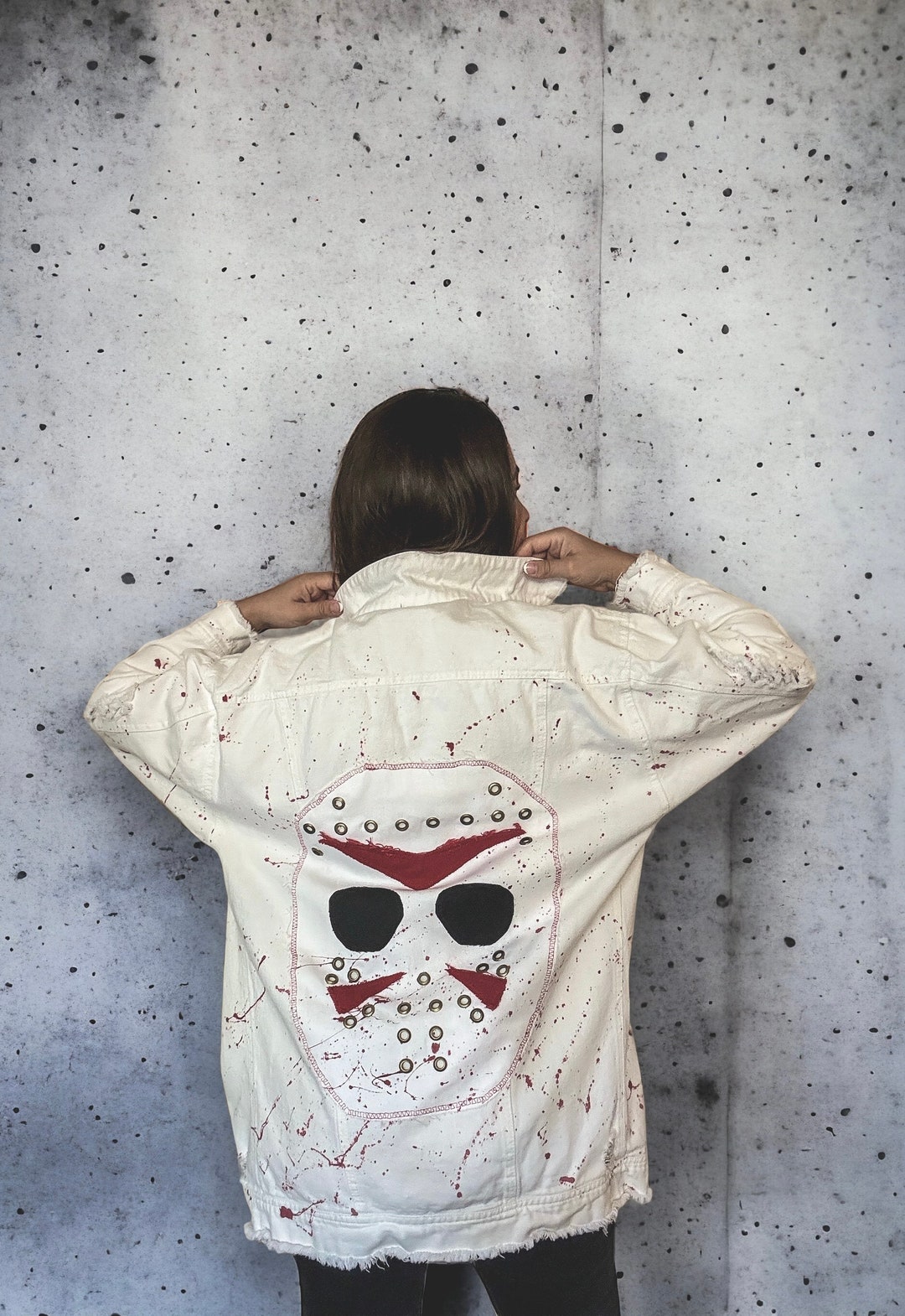 Jason Voorhees Jacket Halloween Top Friday the 13th Jean Jacket Spooky ...
