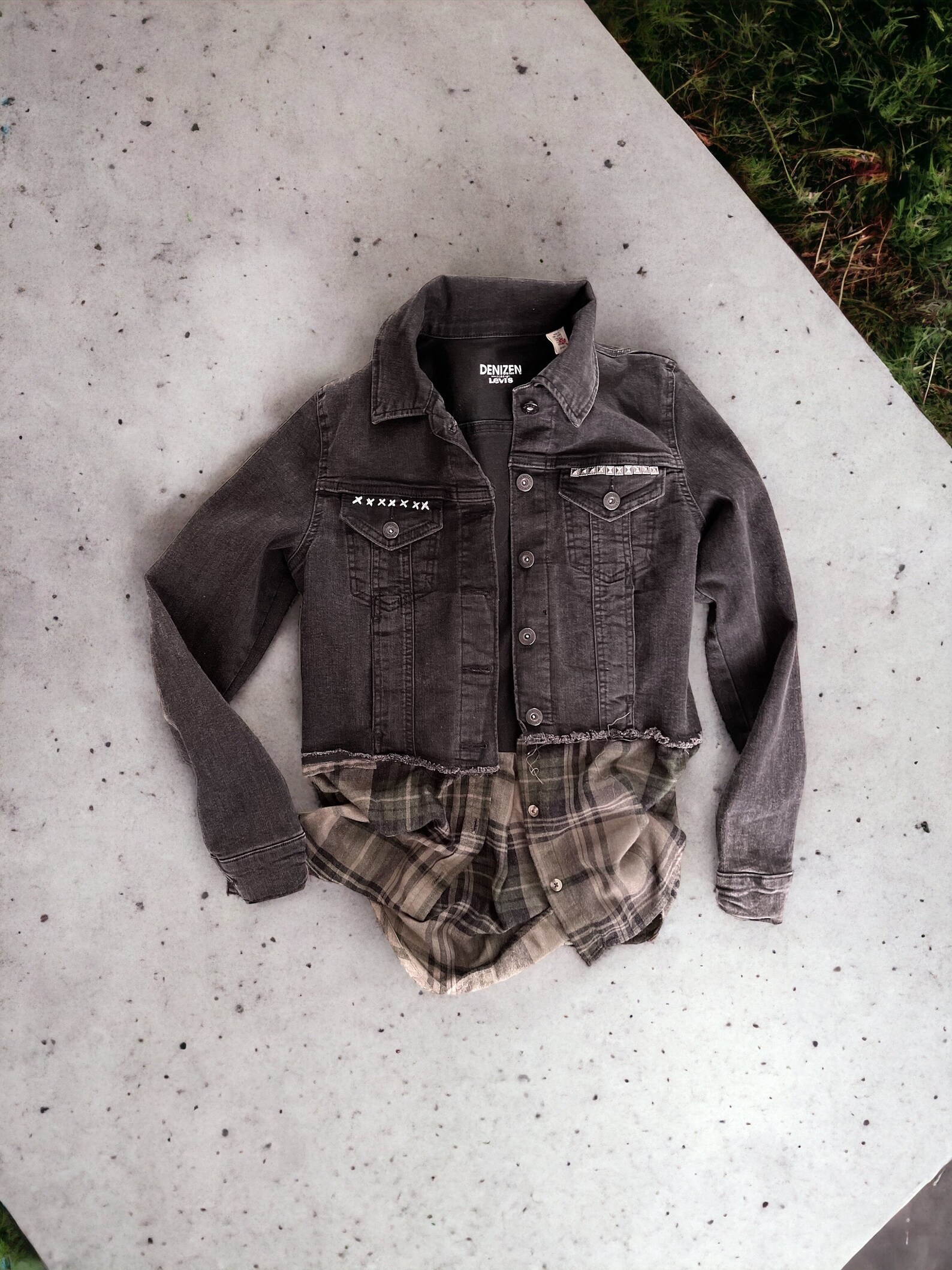 Green Skull Flannel Jacket Upcycled Punk Rocker Halloween Spooky Top XS ...