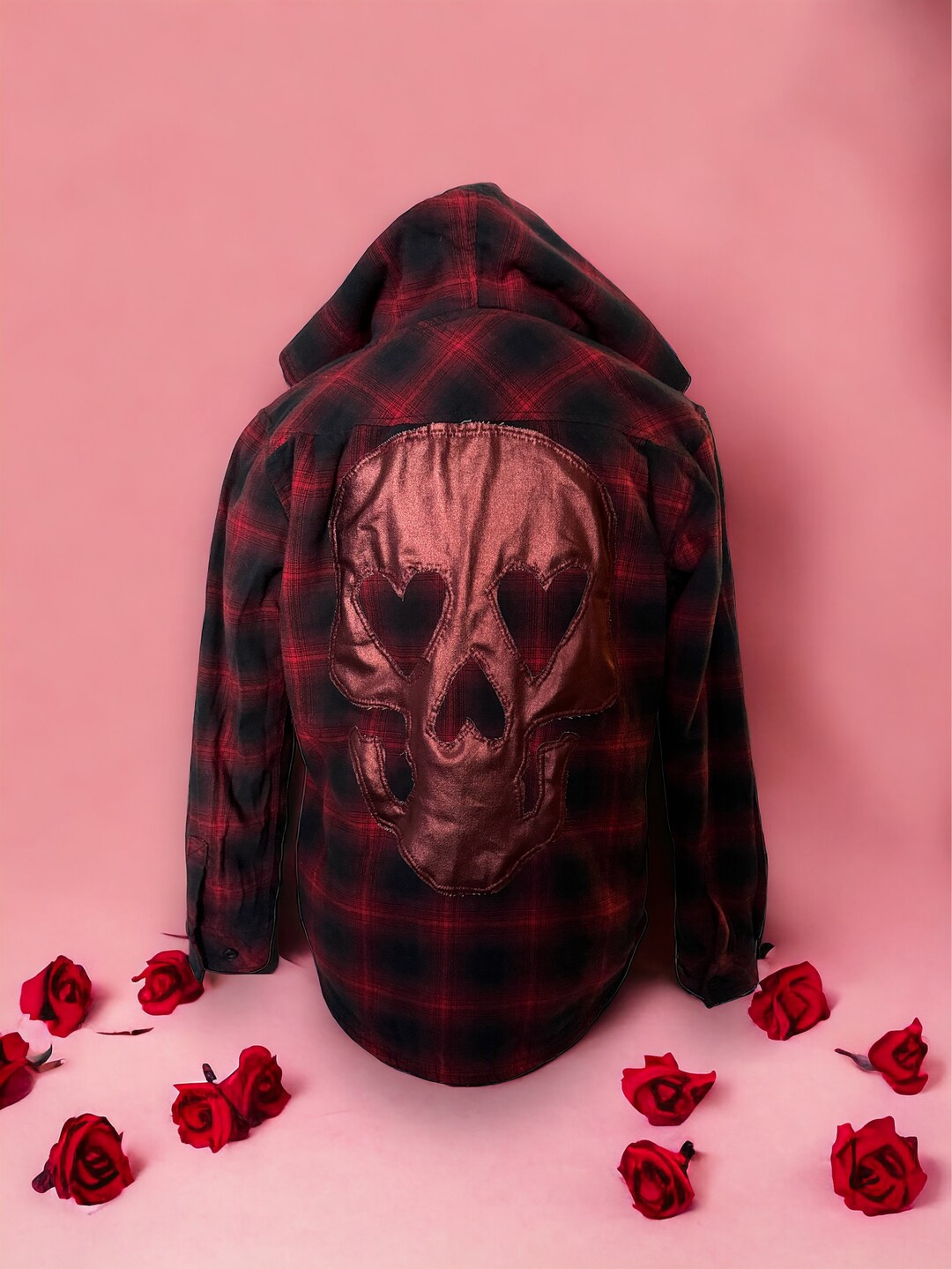 Upcycled Red Flannel Skull Heart Valentines Day Top Jacket Goth - Etsy