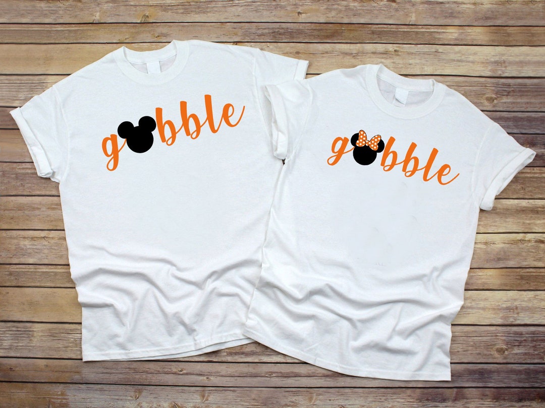 Gobble Mickey And Minnie Shirt, Fall Disney shirt, Thanksgiving Couple ...