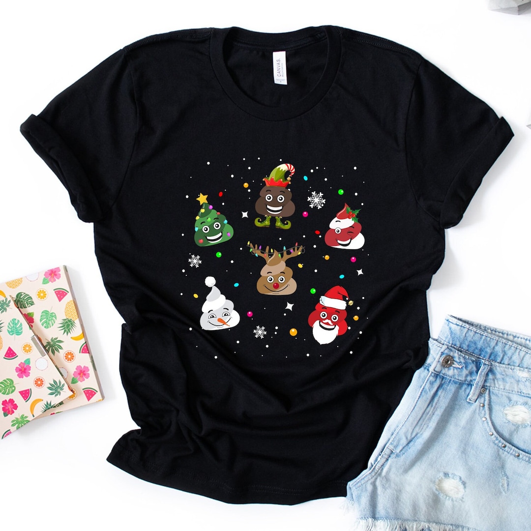 Christmas Poop Emoji Tee Shirt, Funny Christmas Emoji Sweatshirt ...