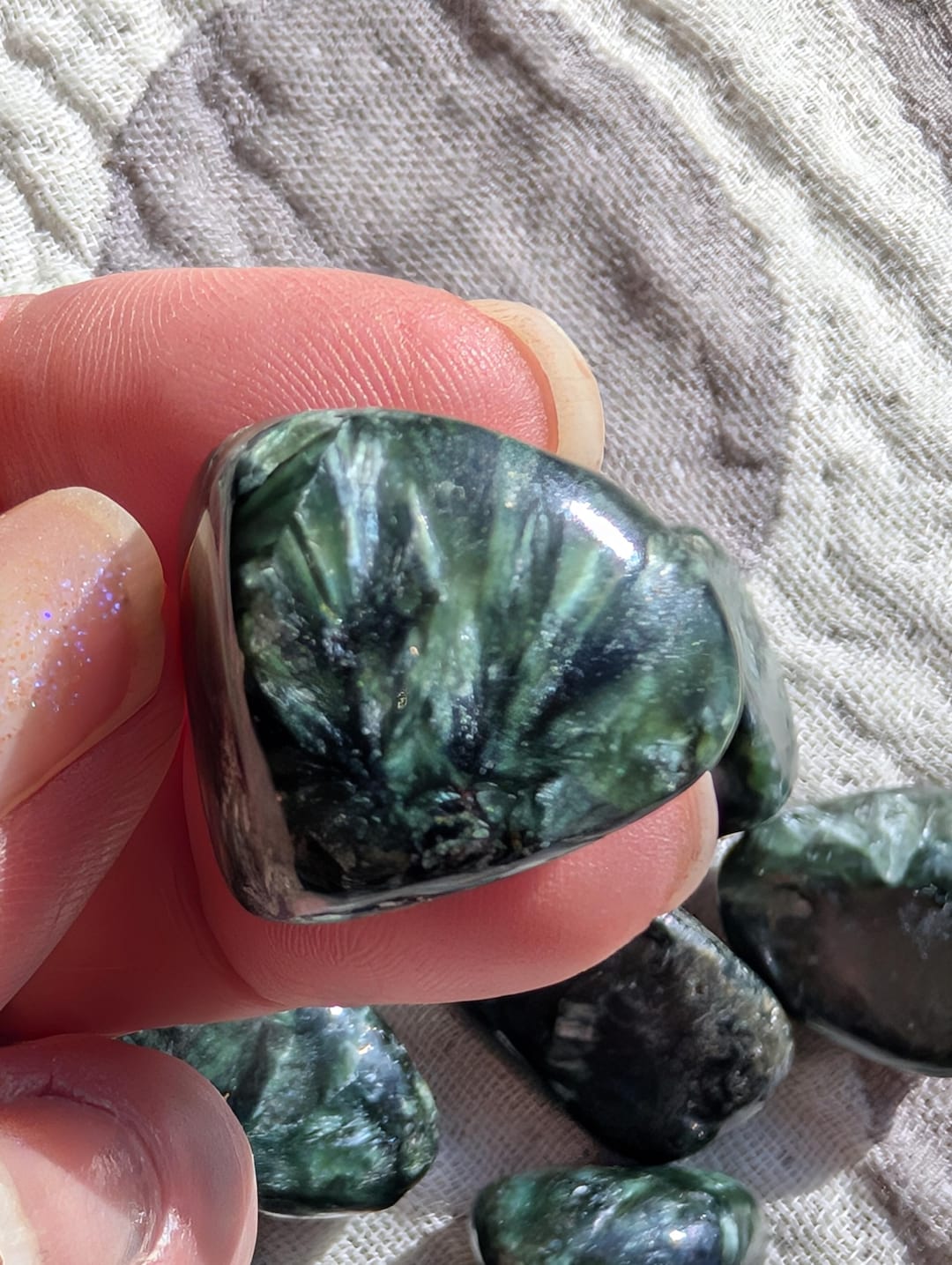 Seraphinite Tumbled Stone ,tumbled Seraphinite Crystal, Polished Seraphinite Pocket Gemstones ...