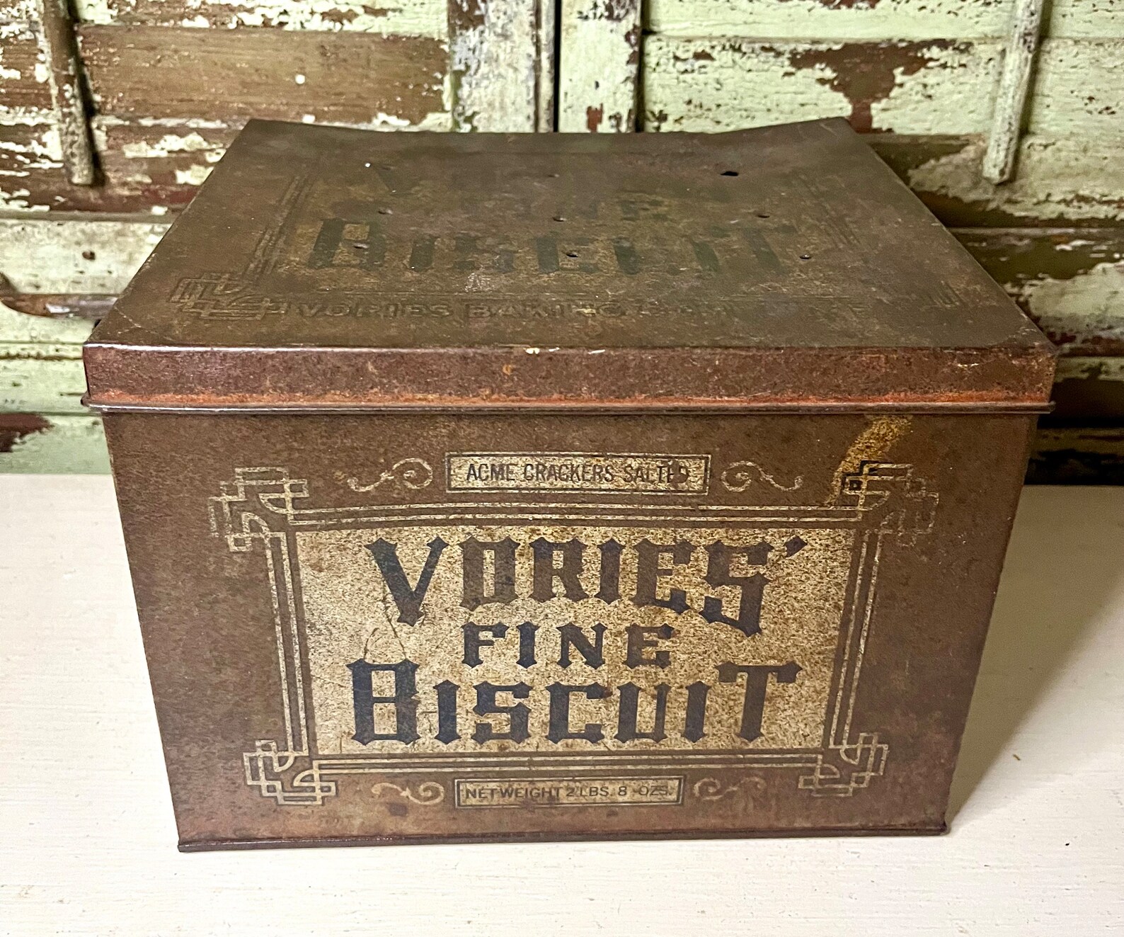 Antique Metal Biscuit Tin Storage Box Vories Fine Biscuit - Etsy