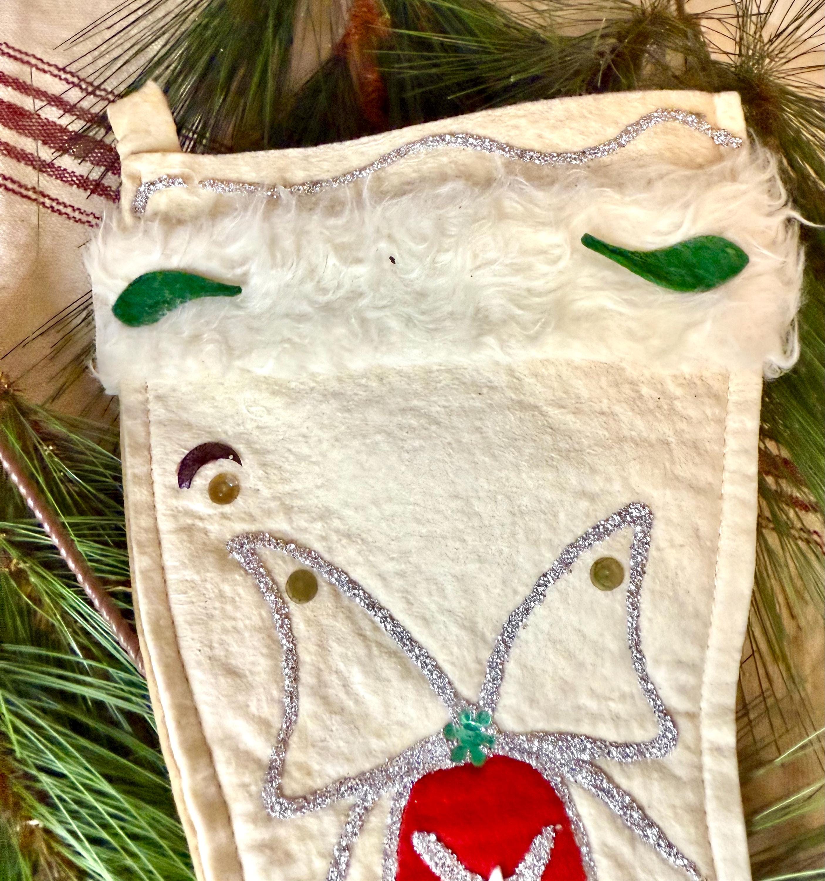 Vintage Felt Stocking Glitter Decor - Etsy