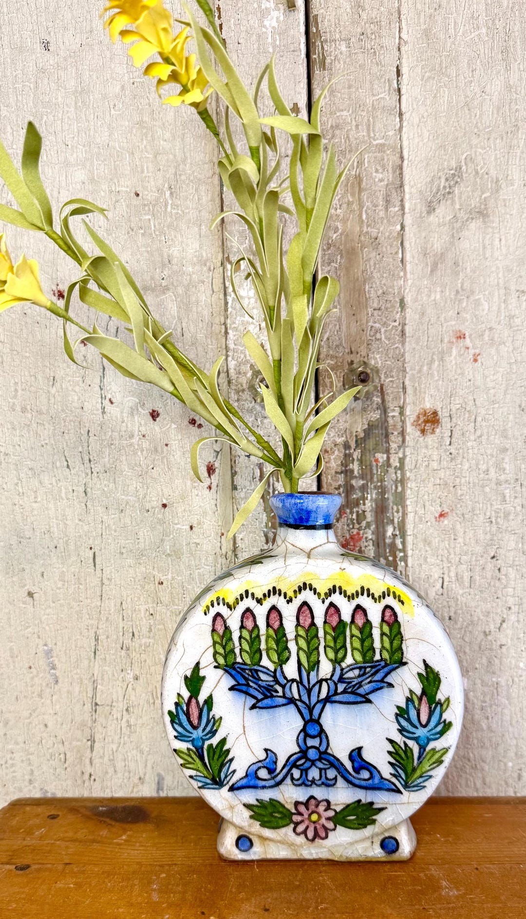 Isreali Pottery Hebrew Tea Flask Decor - Etsy