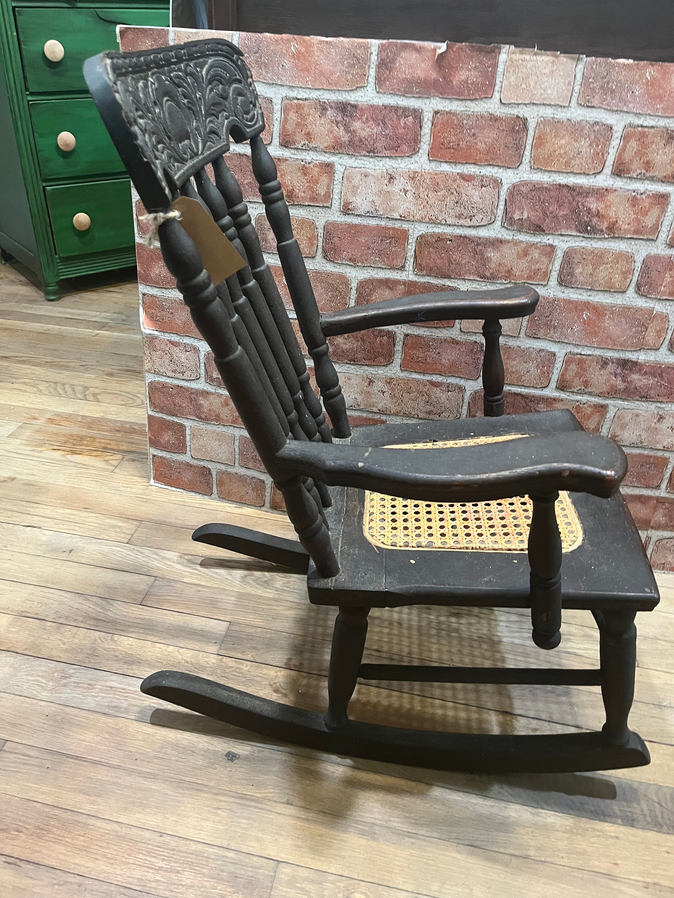 Antique Childs Rocking Chair Original Cane Seat - Etsy