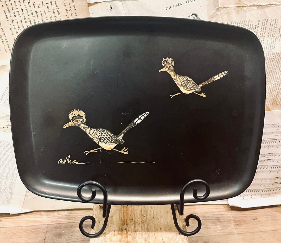 Couroc MCM Tray Roadrunners Vintage - Etsy