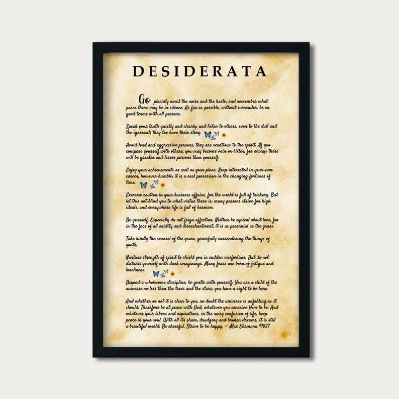 Desiderata Poem Print - Max Ehrmann Inspirational Wall Art (digital ...
