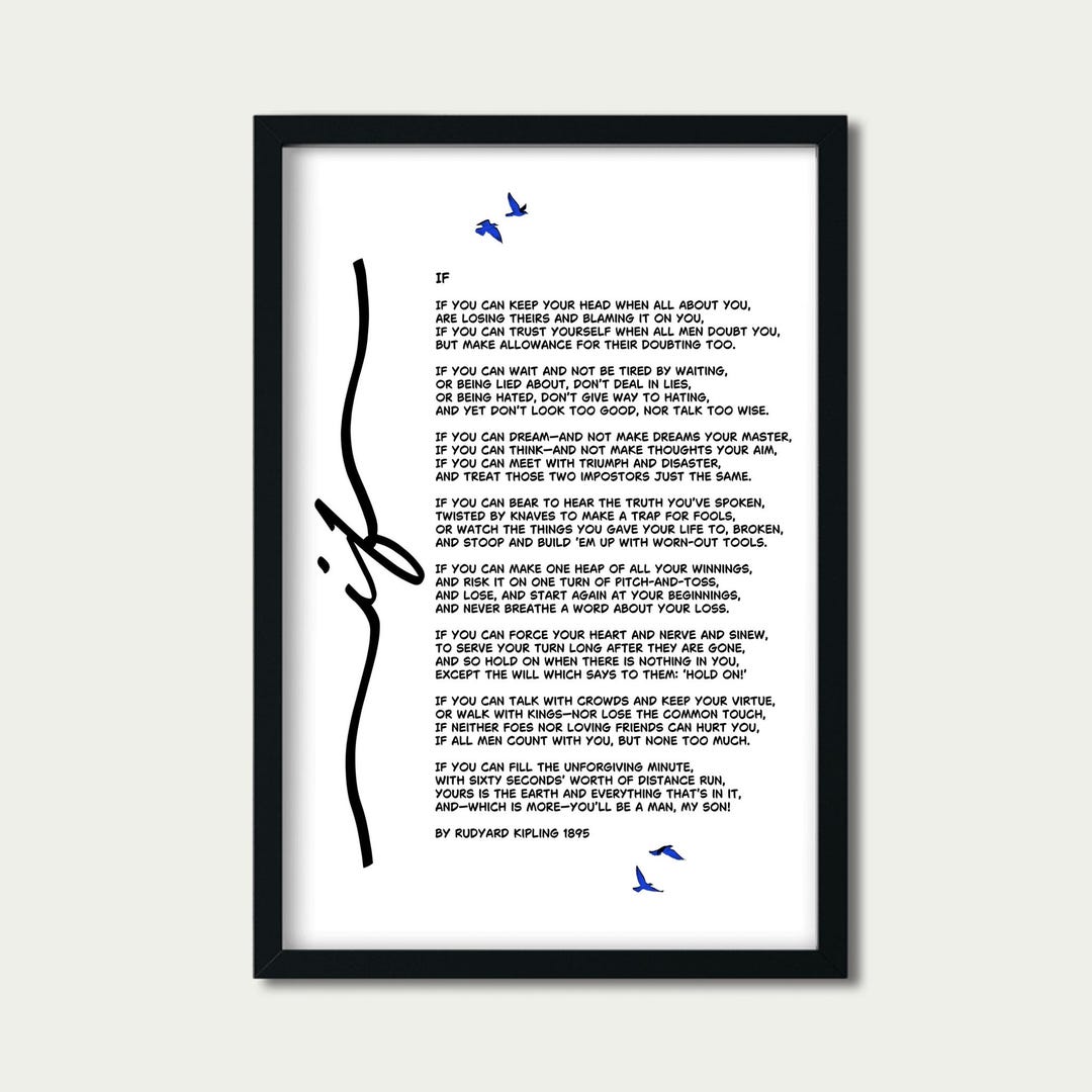 Wall Decor Poem Rudyard Kipling IF Office Art Inspirational Literature ...