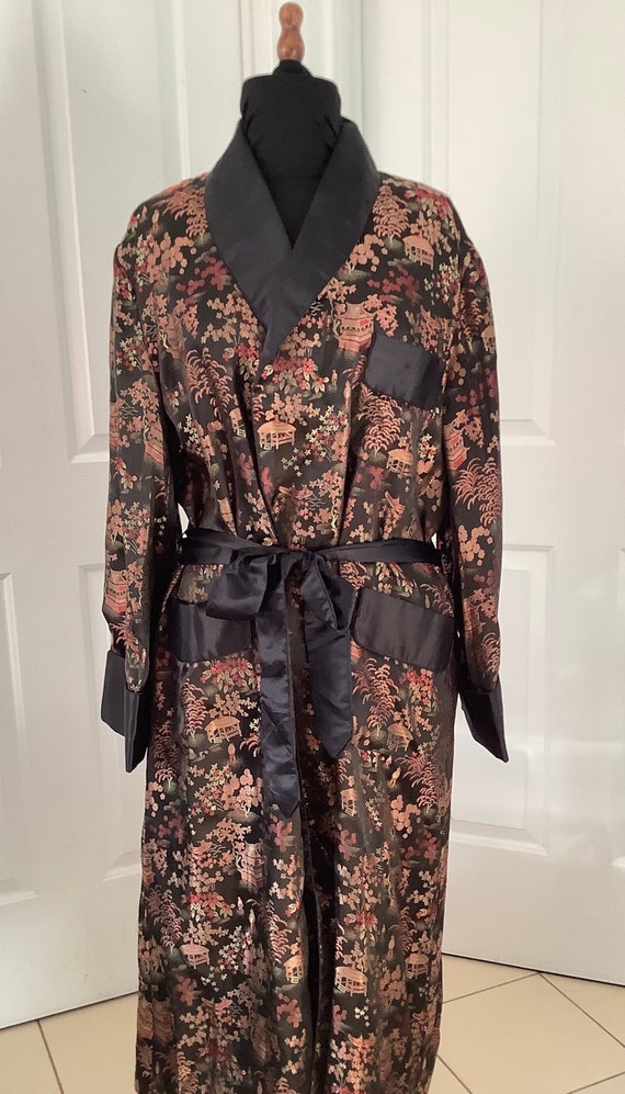 Vintage 1960's Solz Squirrell Satin Smokers Robe M-L - Gem