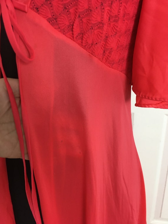 1960s Butterfly Sleeve - Hollywood Sheer Red Gown - Gem
