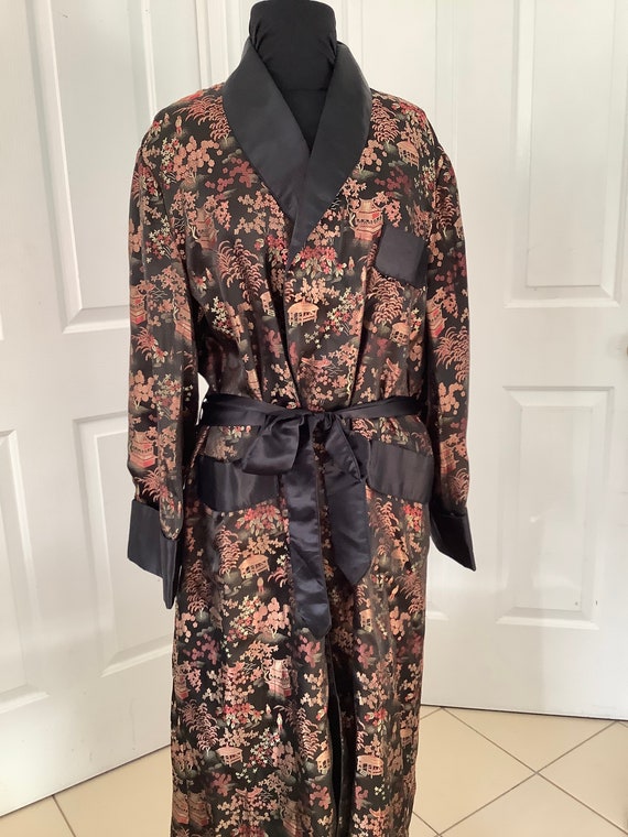 Vintage 1960's Solz Squirrell Satin Smokers Robe M-L - Gem