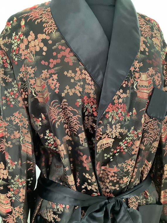 Vintage 1960's Solz Squirrell Satin Smokers Robe M-L - Gem