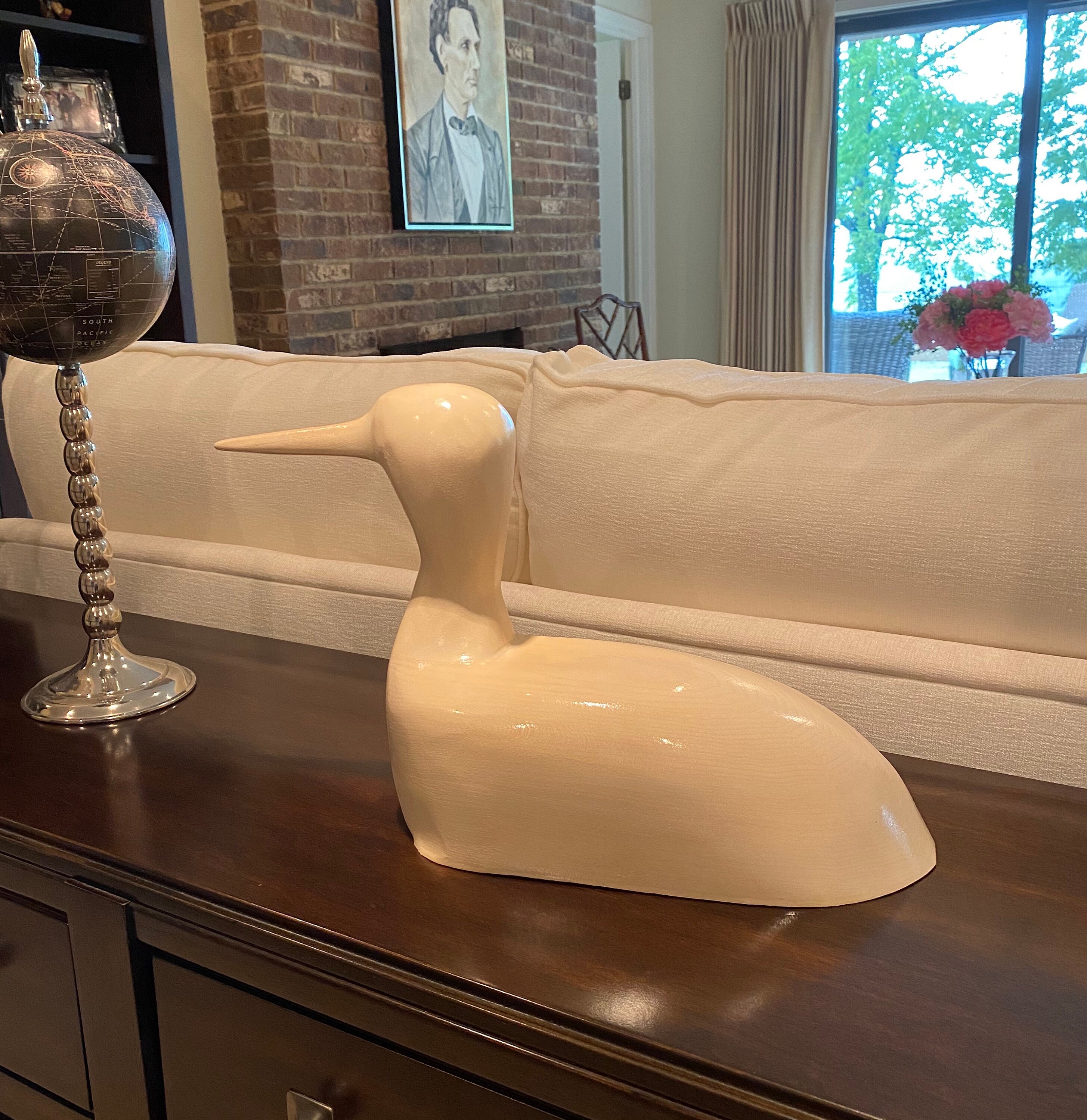 12 Whitewash Carved Wooden Loon, Loon Sculpture, Common Loon Carved ...