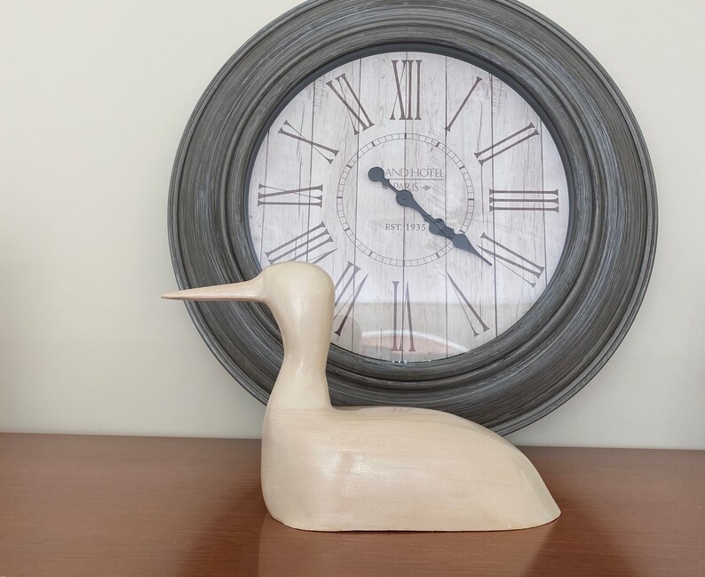 12 Whitewash Carved Wooden Loon, Loon Sculpture, Common Loon Carved ...