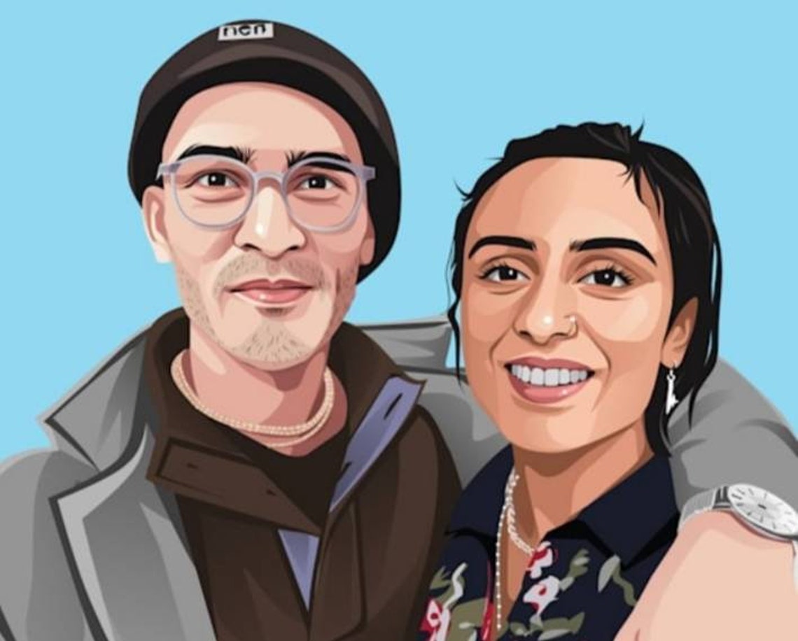 Custom Couple Portraitcartoon Portraitcartoon Portrait | Etsy