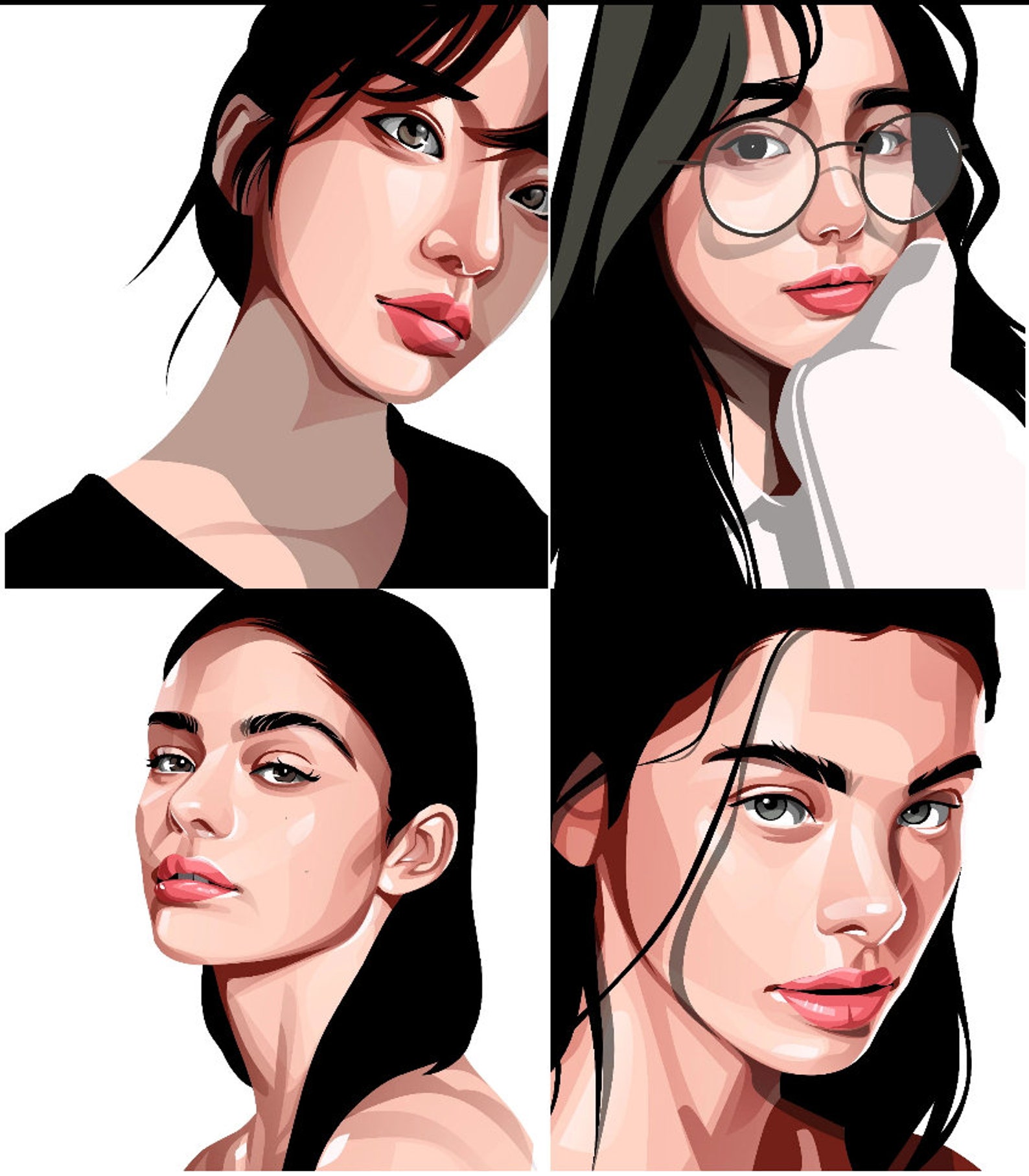 I will draw vector portrait from your photo Cartoon Portrait | Etsy