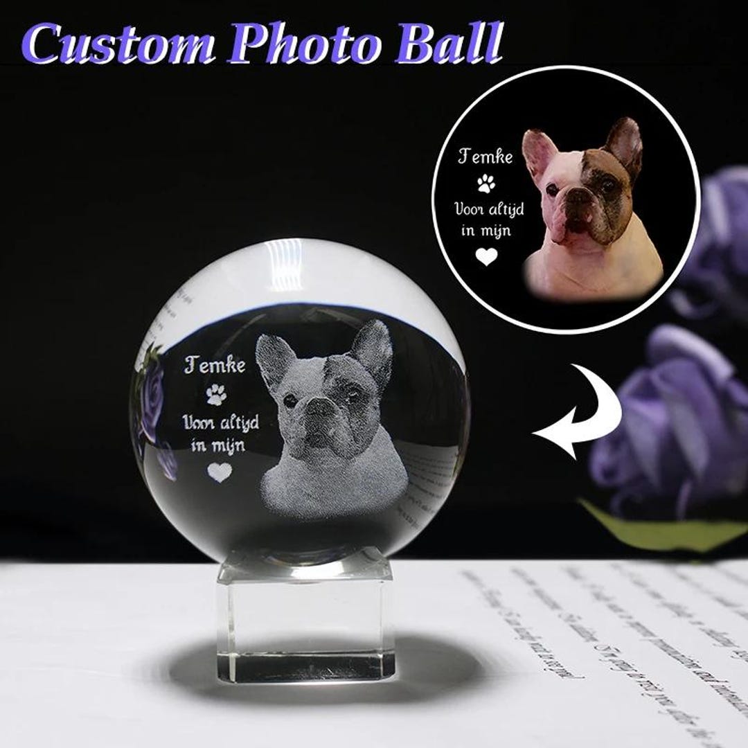 Personalized Photo Engraved Crystal Ball: Custom Pet & Family Keepsake ...