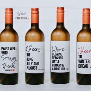 Wine Labels for Teacher, Wine Labels Gifts for Teacher, Personalized ...