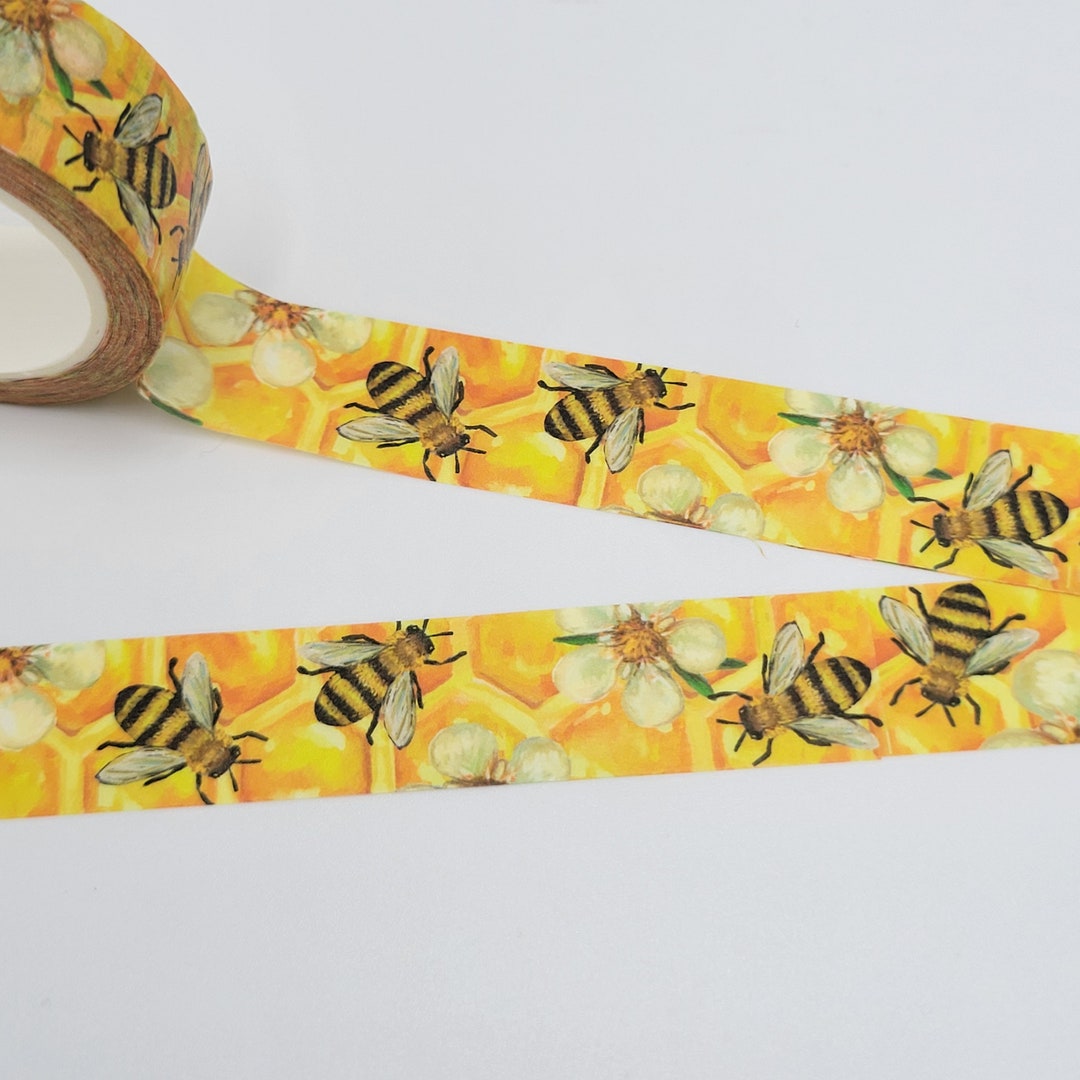 Honeycomb Bees Washi Tape / Beehive Washi Tape / Bees and White Flowers ...