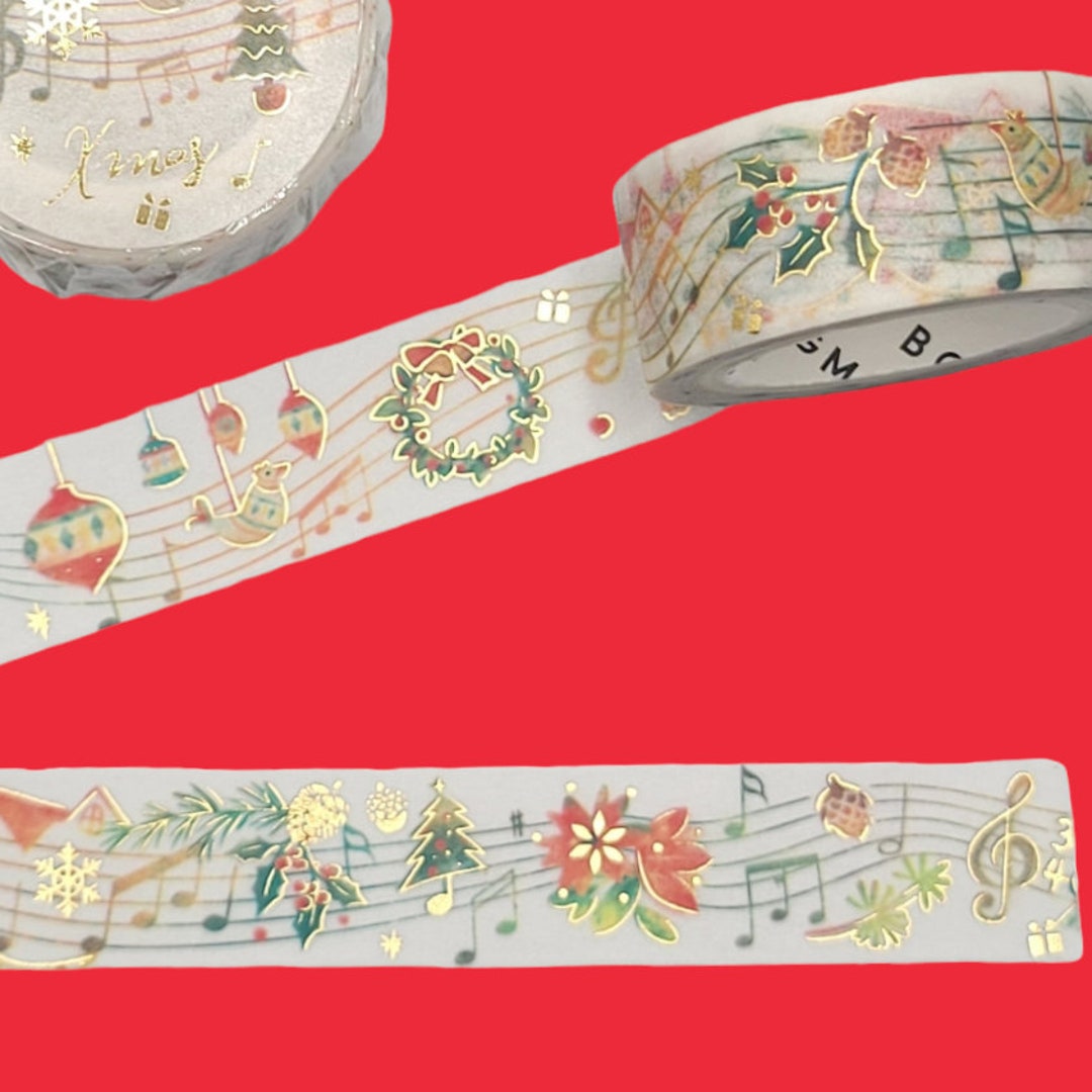 BGM Christmas Carol Washi Tape / Gilded Holiday Washi Tape / Cute ...