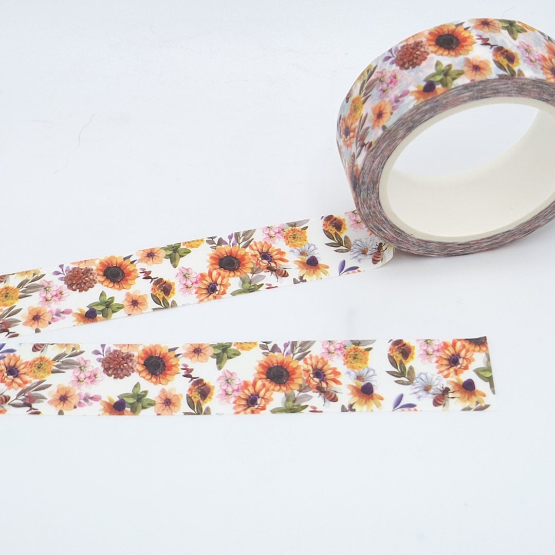 Bees and Sunflowers Washi Tape: Floral Garden Planner Supply - Etsy
