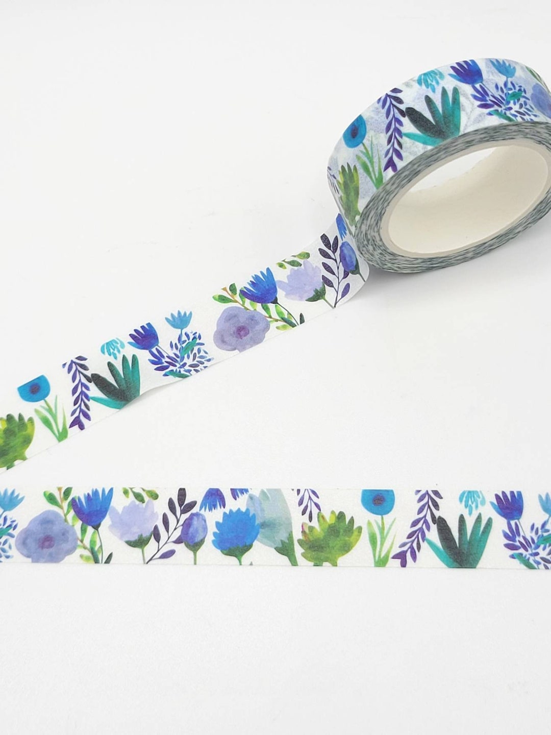 Blue Floral Washi Tape: Botanical Planner Embellishment - Etsy