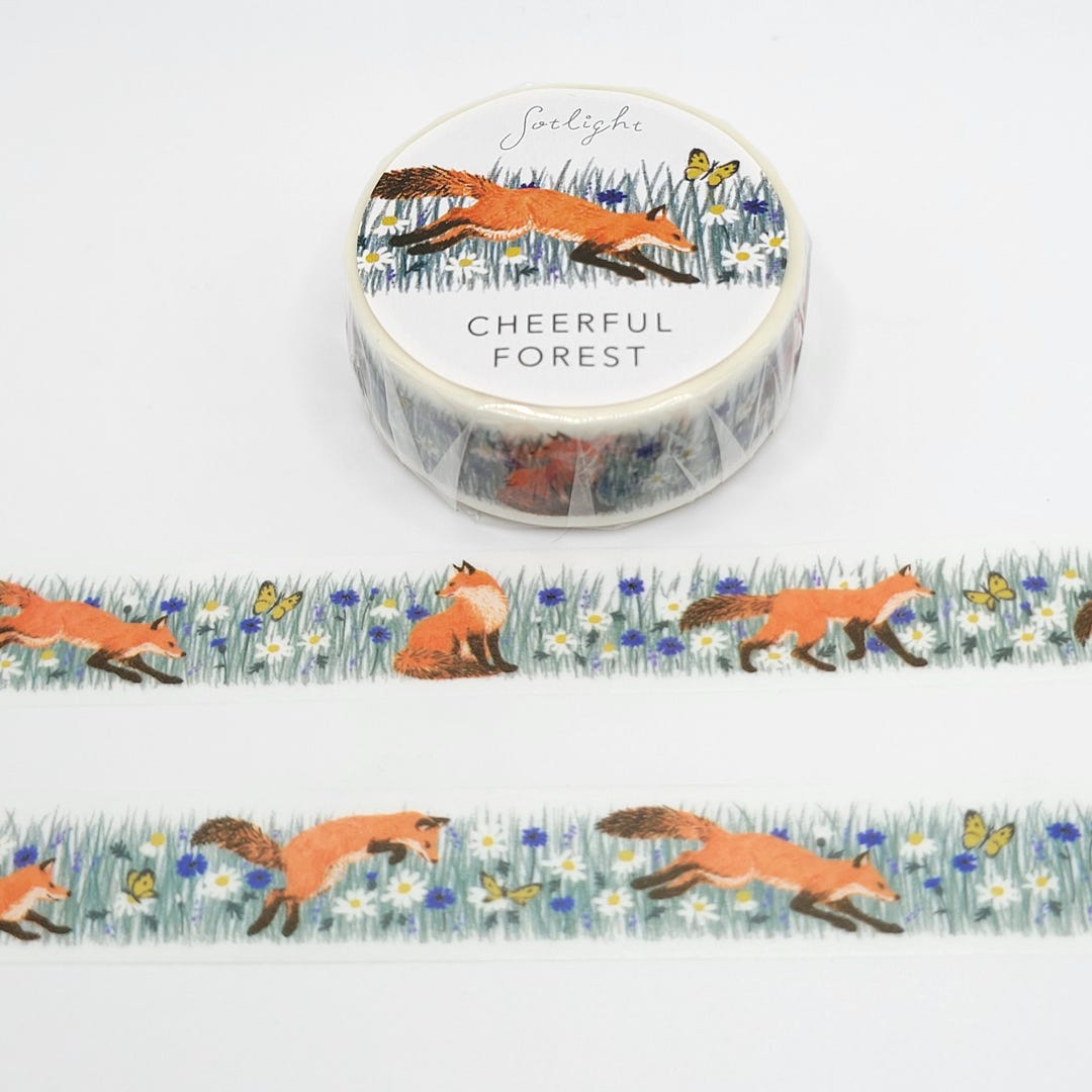 Cheerful Forest Fox Washi Tape / Japanese Washi / Forest Washi Tape ...