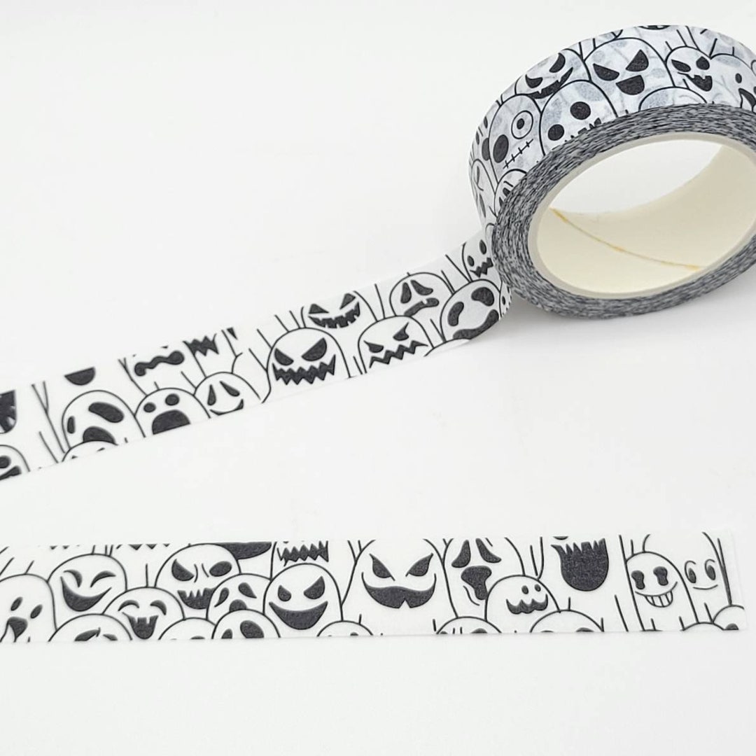 IMPERFECT Black and White Ghosts Washi Tape / Spooky Halloween Washi ...