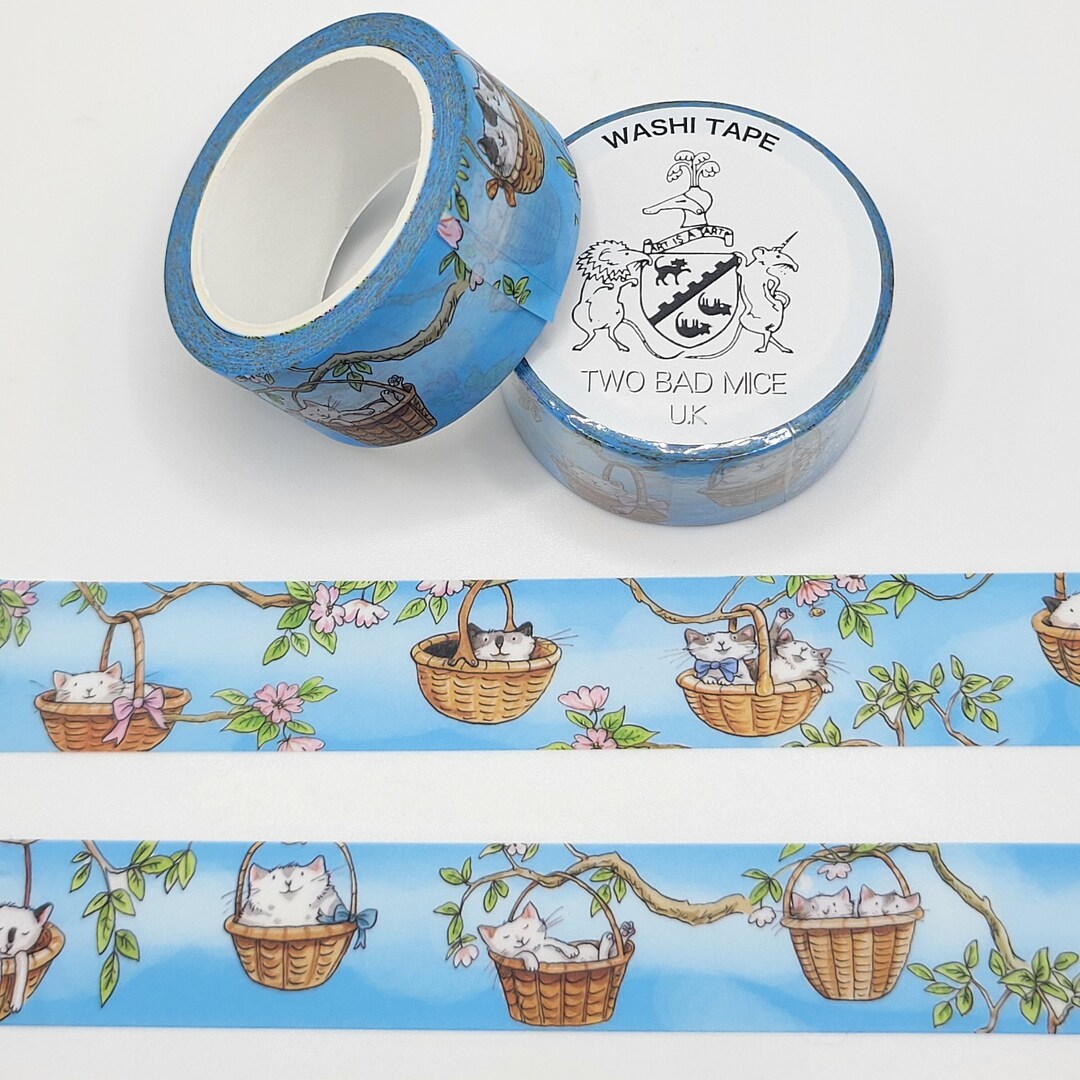 Cozy Kittens in Baskets Cat Washi Tape / Cute Kitty Cats Washi Tape ...