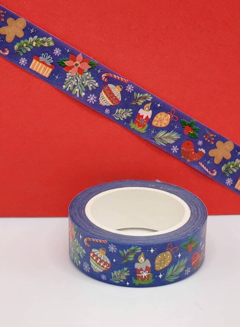 Christmas Washi Tape With Silver Foil Accents / Presents - Etsy