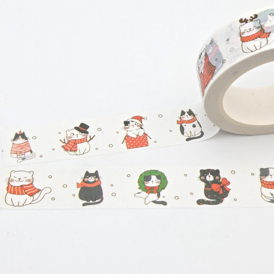 Christmas Cats Washi Tape: Holiday Kitty Scrapbook Planner Tape - Etsy