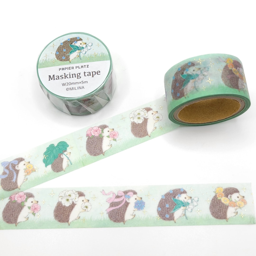 Papier Platz Hedgehog Parade Washi Tape / Animal Washi / Gold Foil ...