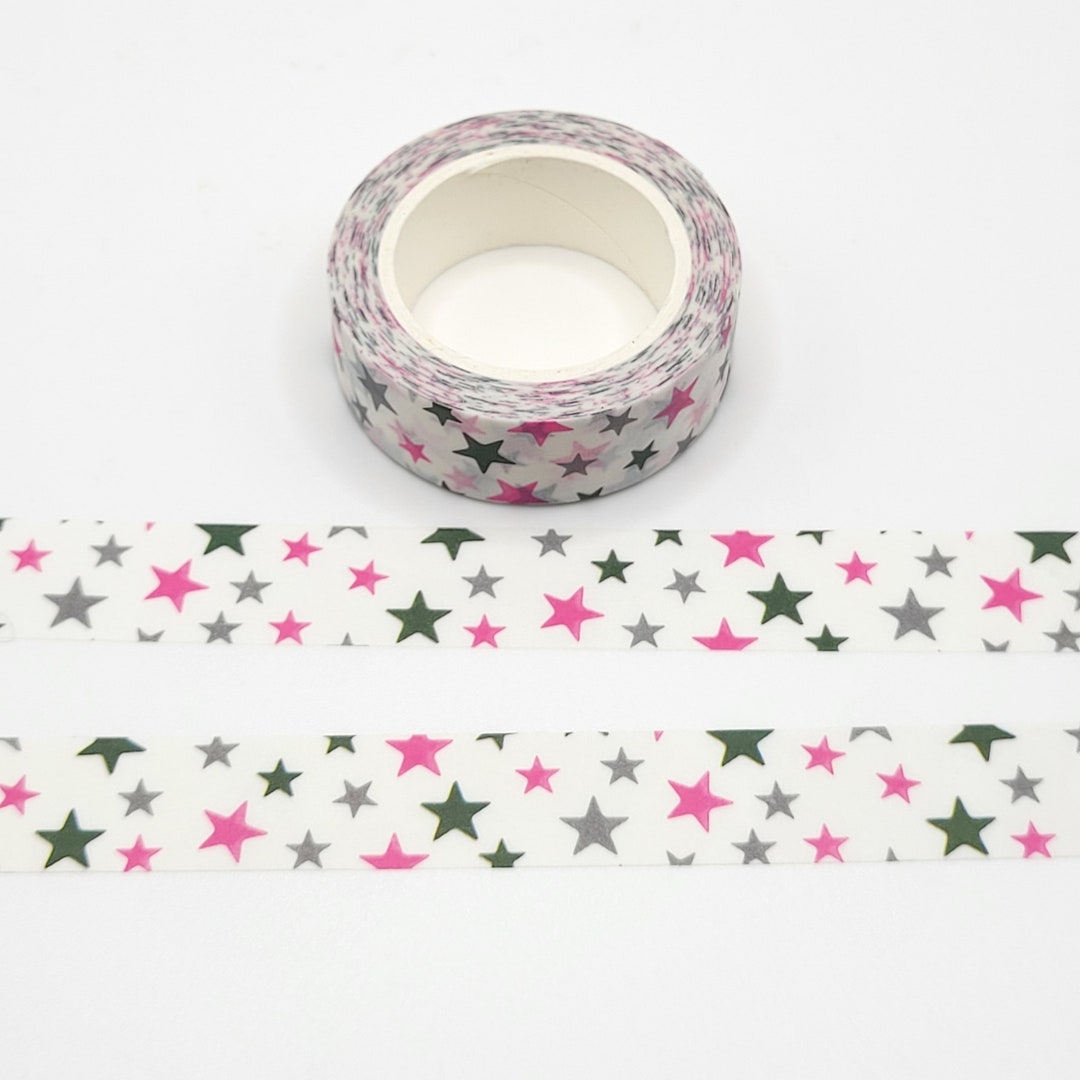 Pink, Gray, and Black Stars Washi Tape: Gold Foil Celestial Tape - Etsy