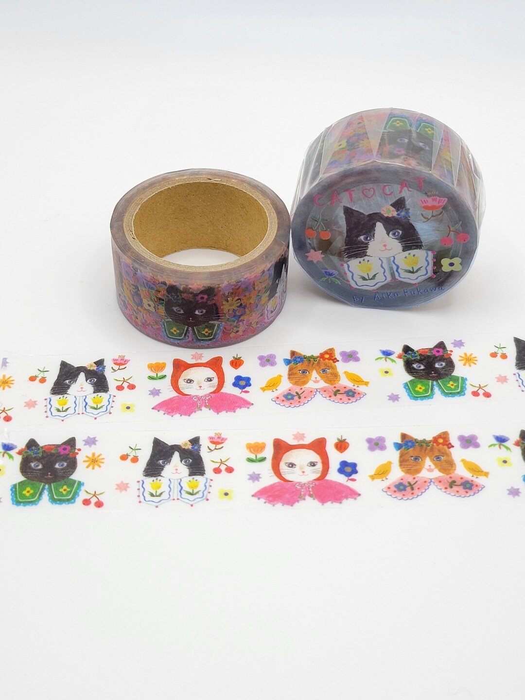 Aiko Fukawa Transparent Cat Masking Tape / Cute Cats, Flowers, and ...