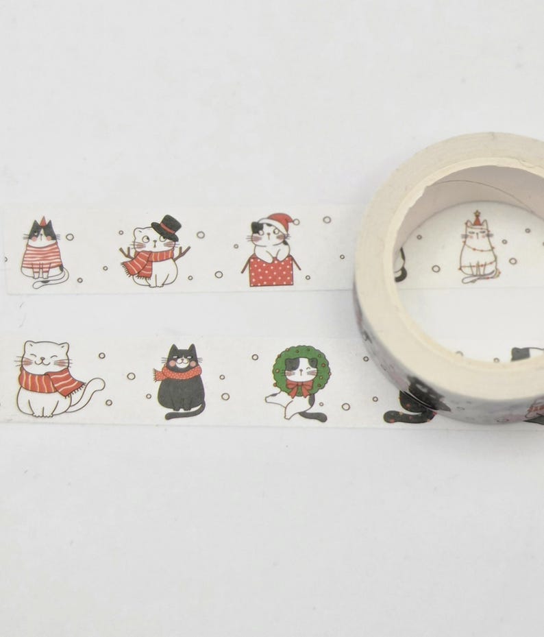Christmas Cats Washi Tape: Holiday Kitty Scrapbook Planner Tape - Etsy