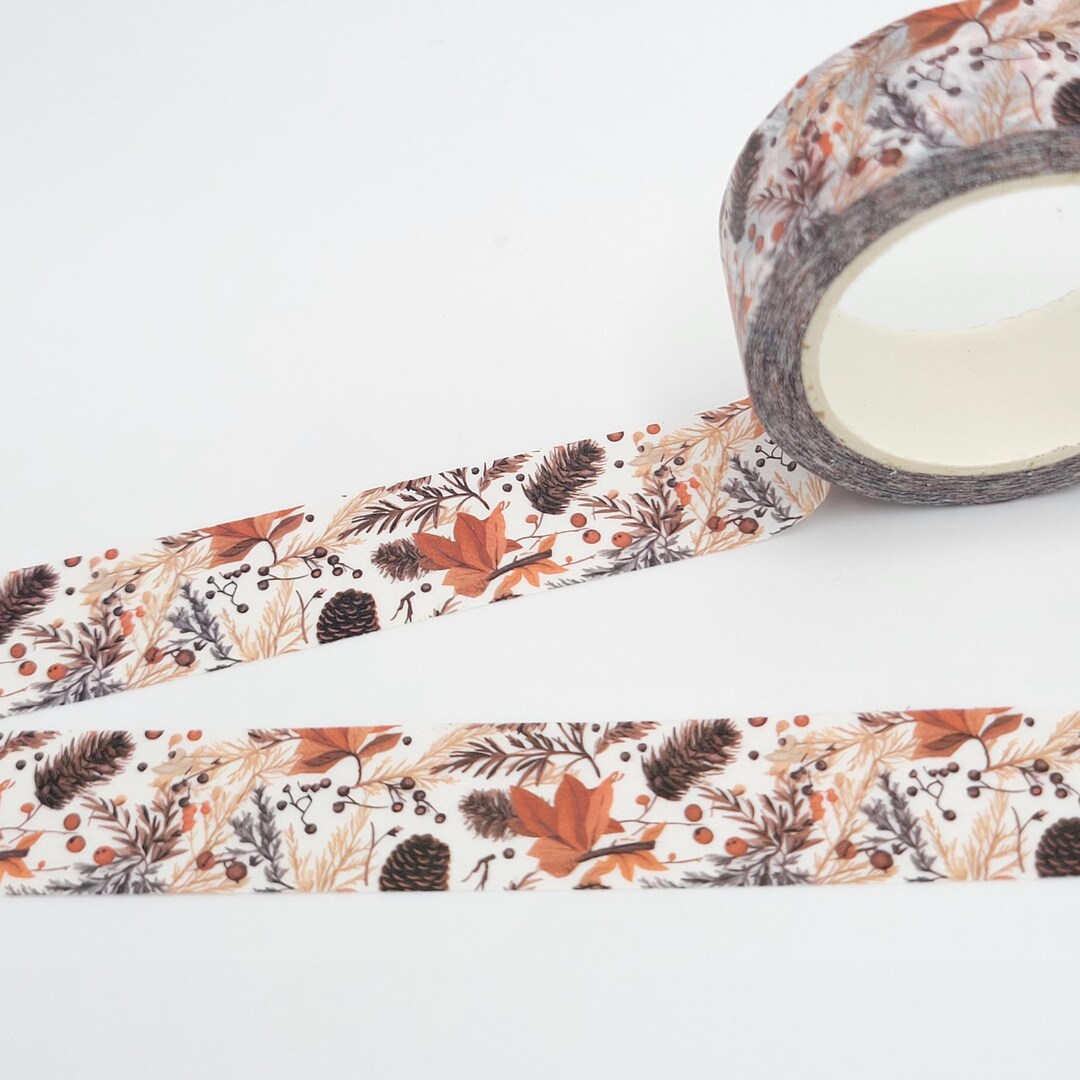 Fall Foliage Washi Tape: Autumn Leaves & Pine Cones - Etsy