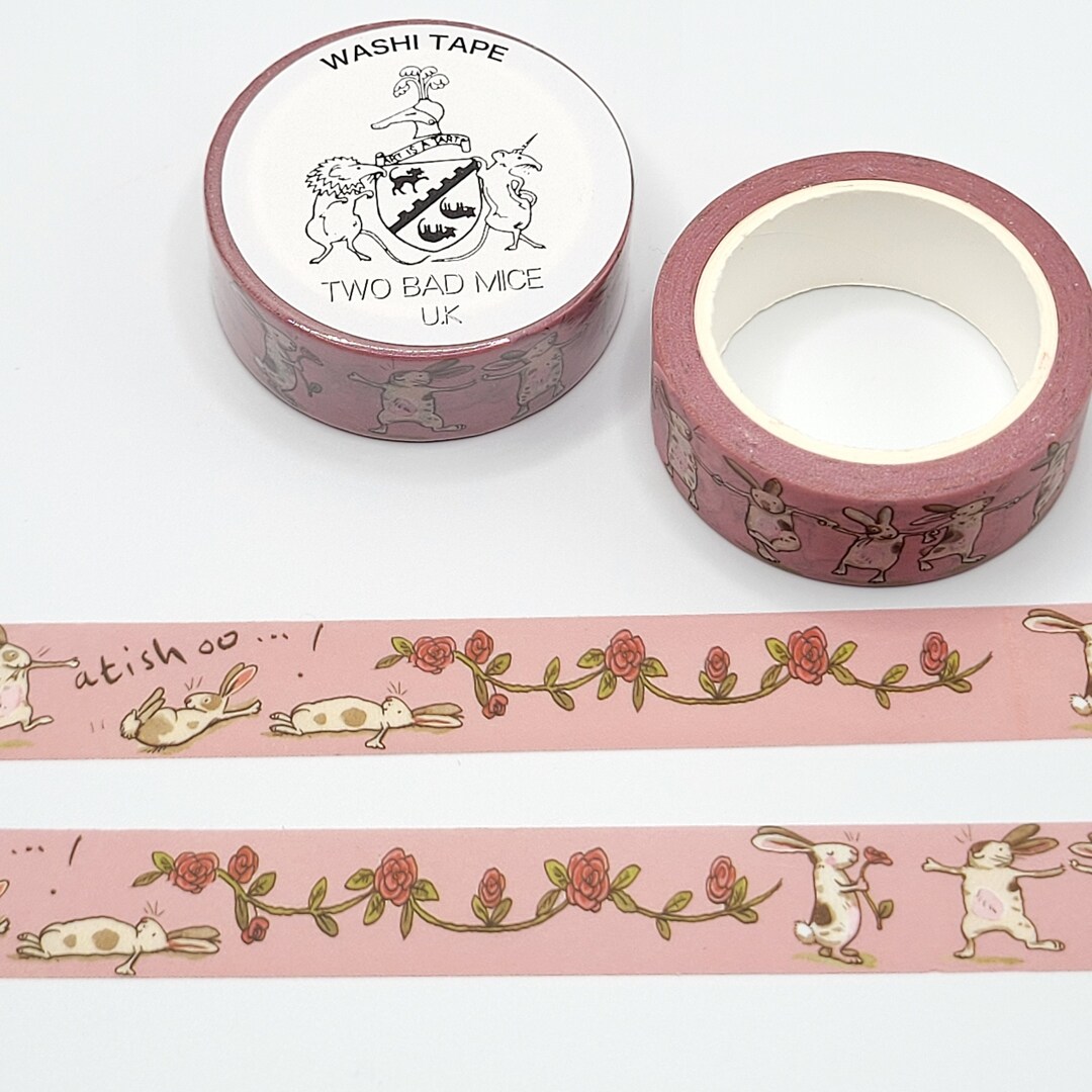 Bunny Rabbits and Roses Washi Tape / Cute Bunny Washi / Floral Washi ...