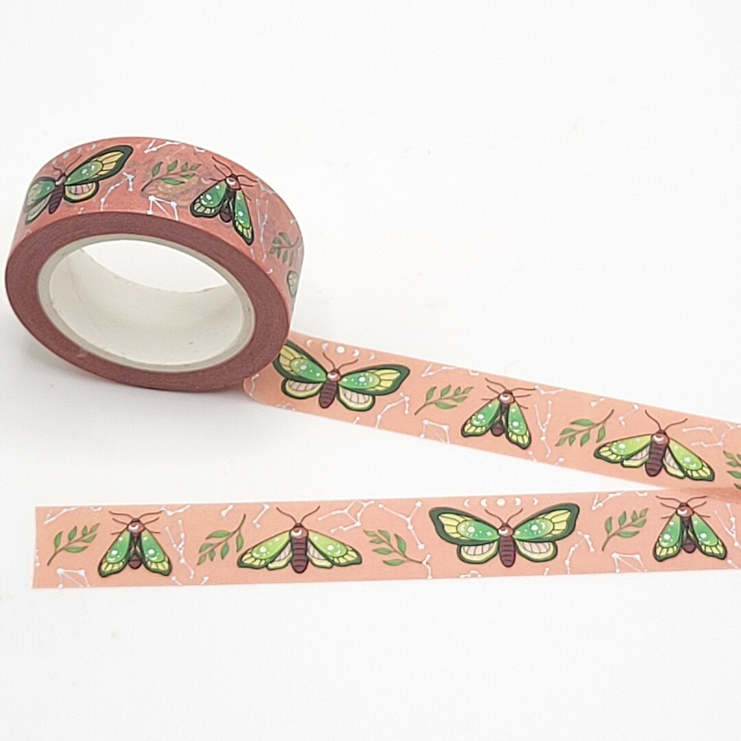 Green Moth or Butterfly Washi Tape /pen Pal Gift / BUJO or Planner ...