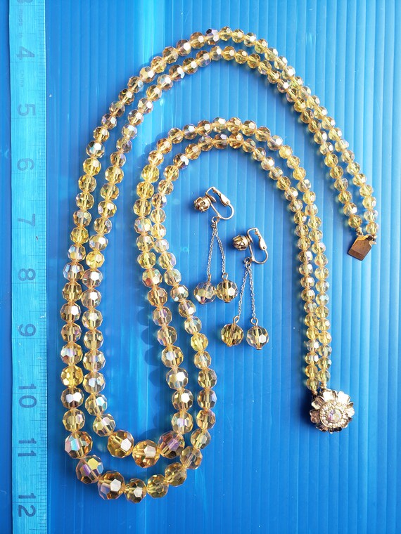 Gold Crystal Bead Necklace Set - Gem