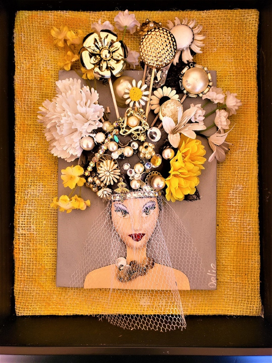 Yellow Show Hat Shadow Box by Delia Lara - Etsy