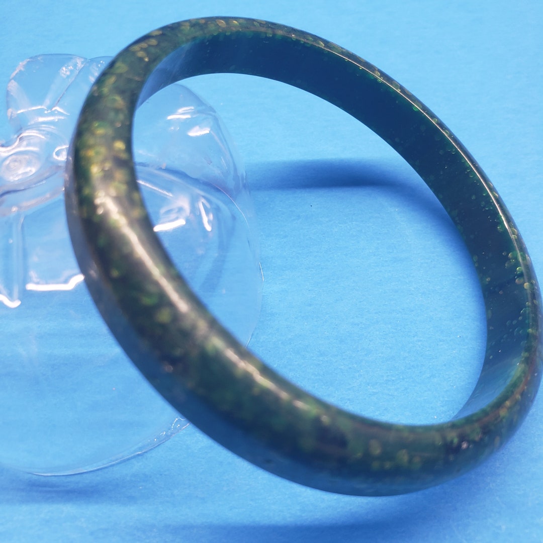 Bakelite, Dark Green Speckled Bangle - Etsy