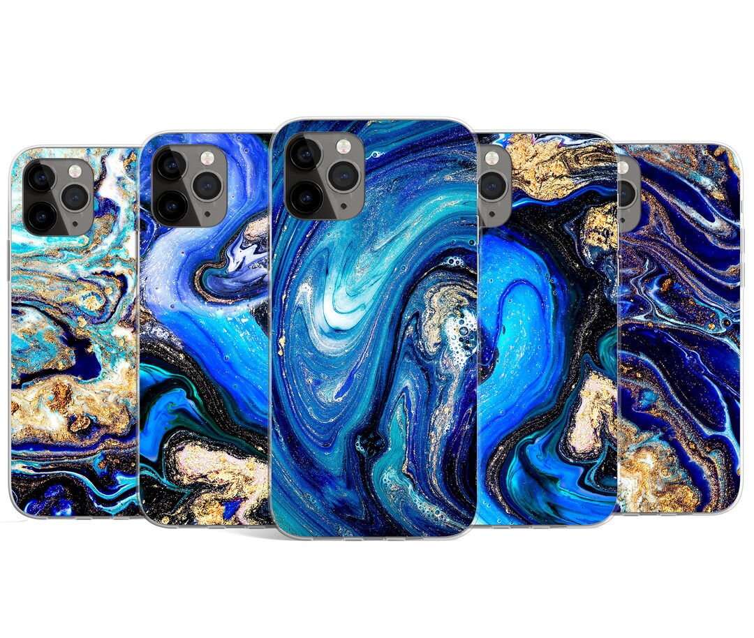 Blue Marble Phone Case With Gold Cover for Samsung & Apple - Etsy UK