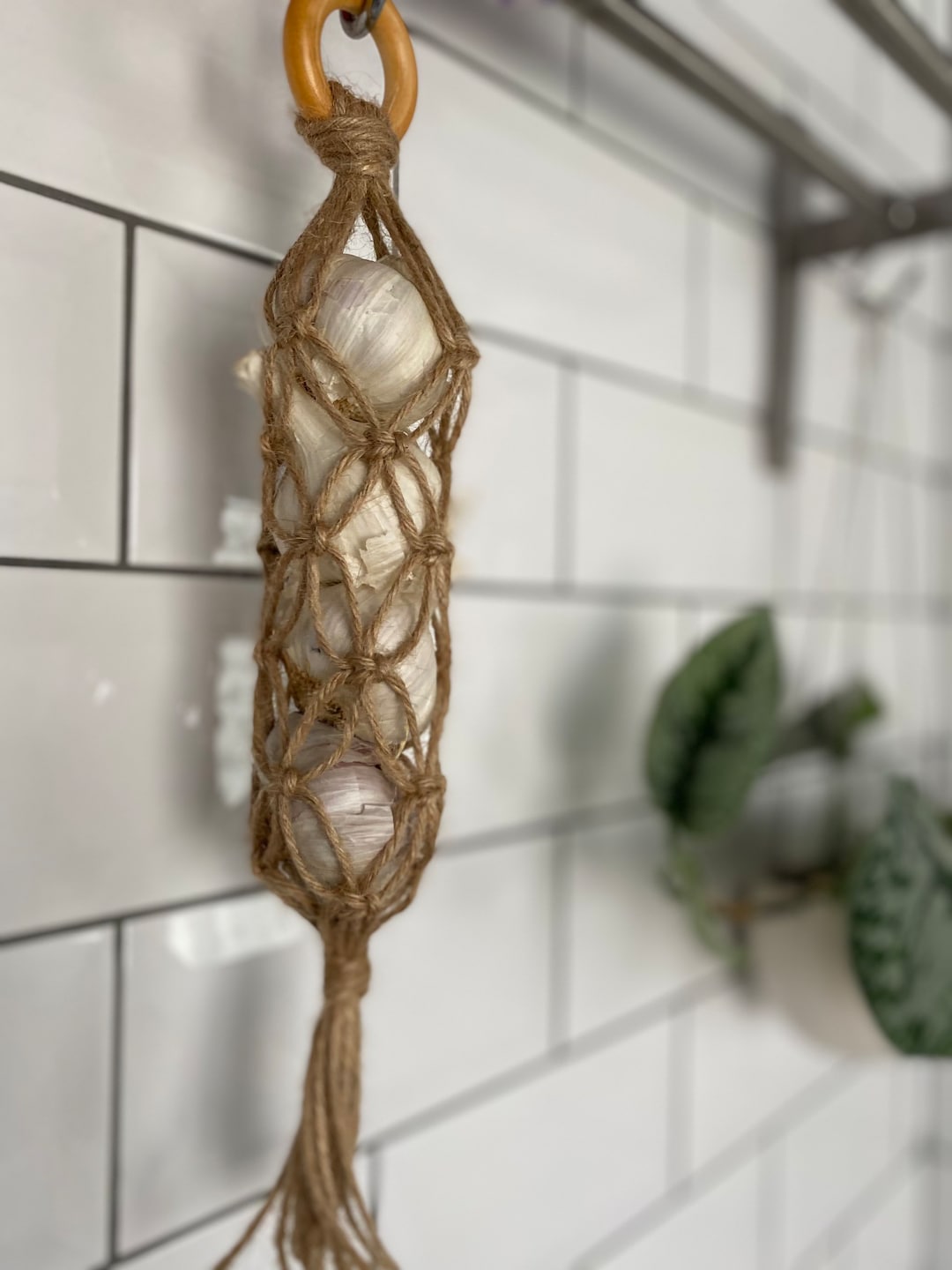 Jute Garlic Storage, Garlic Holder, Kitchen Organisation, Hanging ...