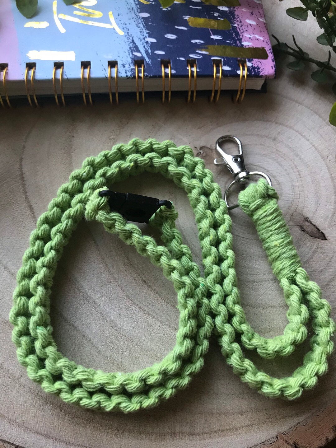 Green Macrame Lanyard Lanyard for Keys ID Badge Holder Name - Etsy