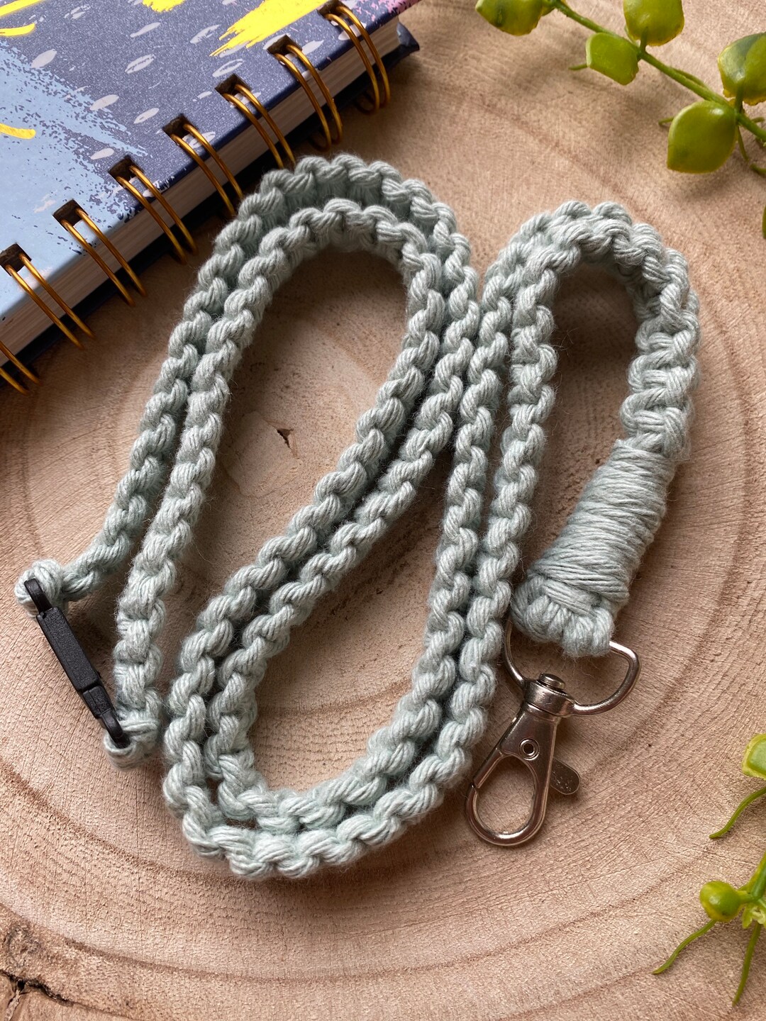 Pastel Green Macrame Lanyard for Keys, ID Badge Holder, Eco Friendly ...